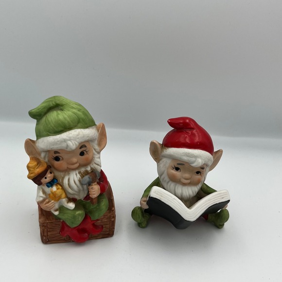 Homco | Holiday | Vintage Homco Christmas Elf Figurines Set Of 2 Shelf ...